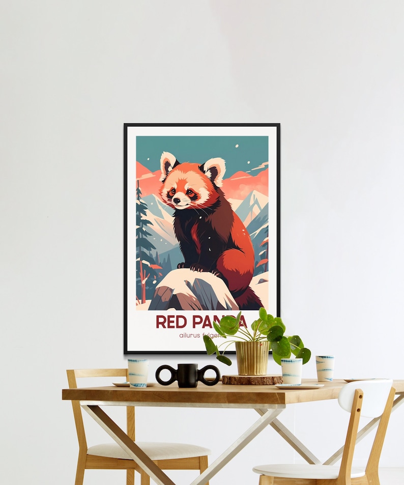 Vintage Red Panda Poster, Retro Style Wall Art, Mid-century Modern ...