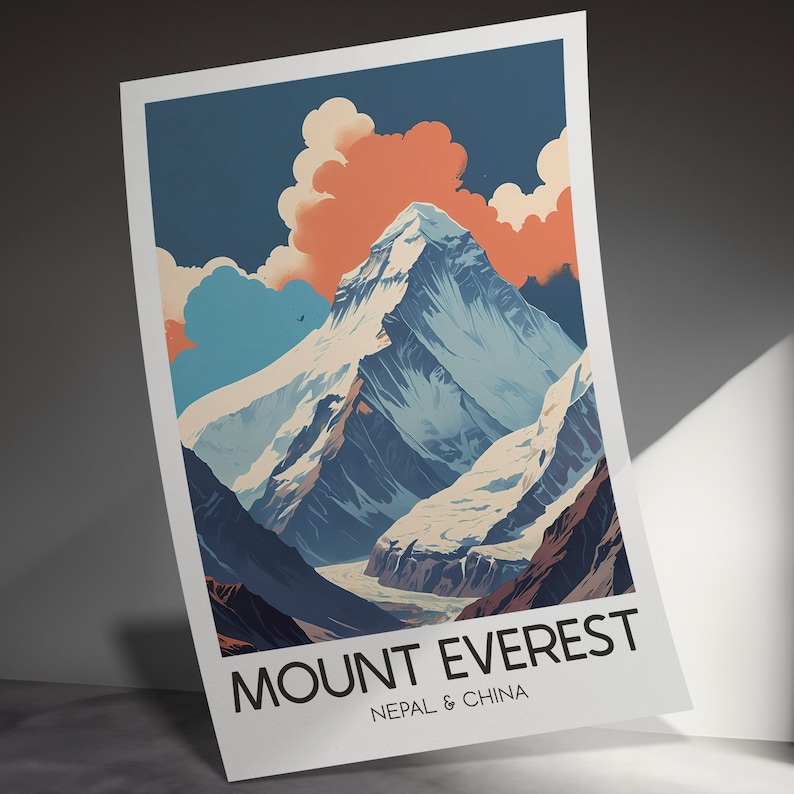 Vintage Mount Everest Wall Art Poster, Retro Nepal Print, Nostalgic ...