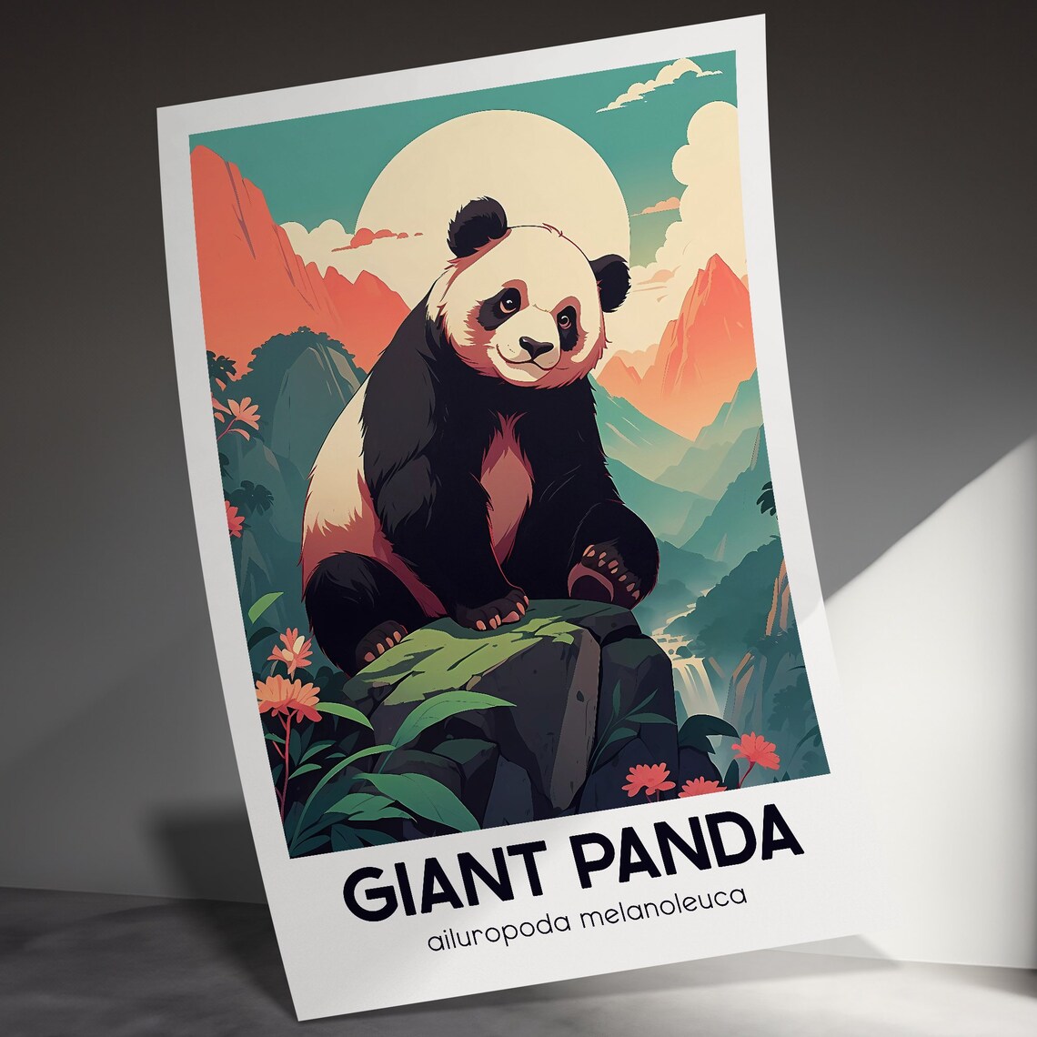Vintage Giant Panda Poster, Endangered Species Wall Art, Retro Style ...