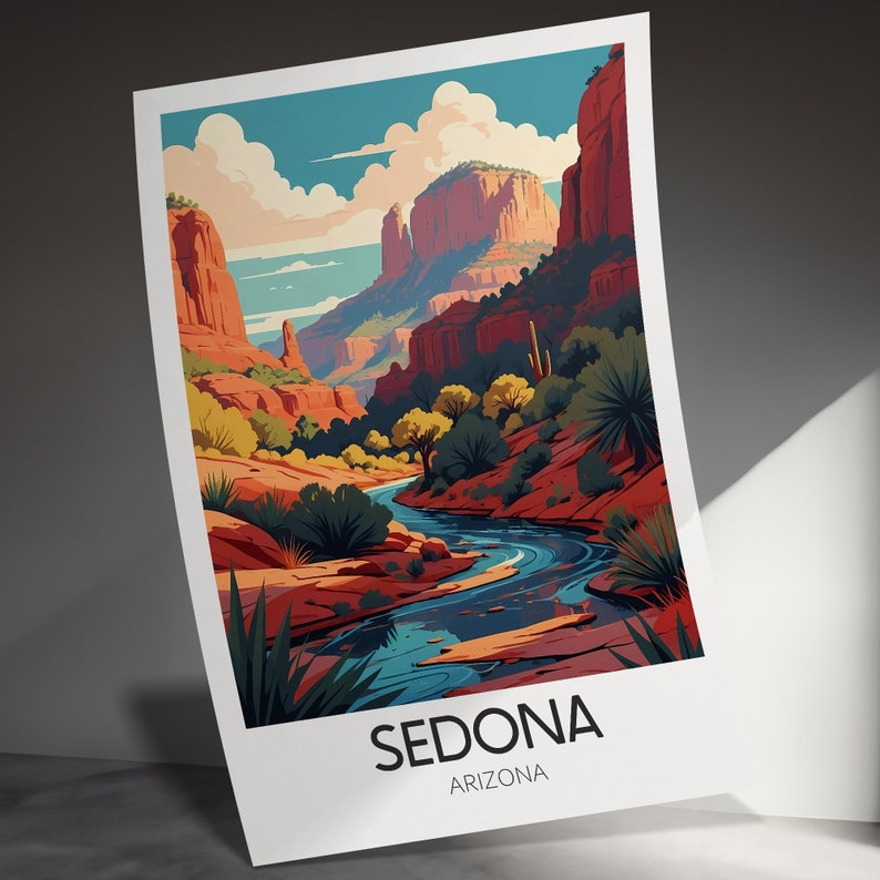 Vintage Sedona Arizona Travel Poster, Retro Style Wall Art, Colorful ...