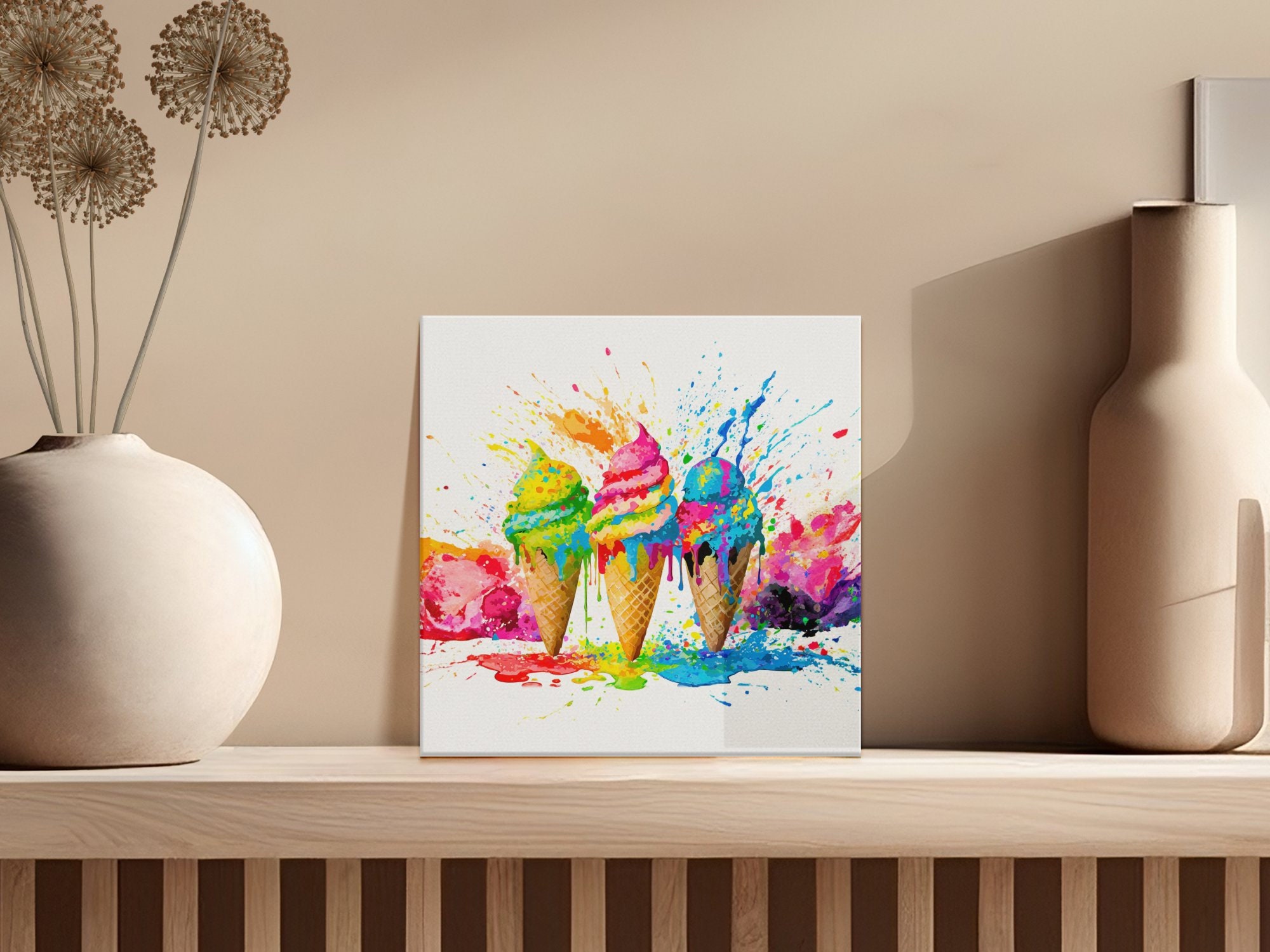 Colorful Ice Cream Wall Art, Vibrant Ice Cream Poster, Dopamine Decor ...