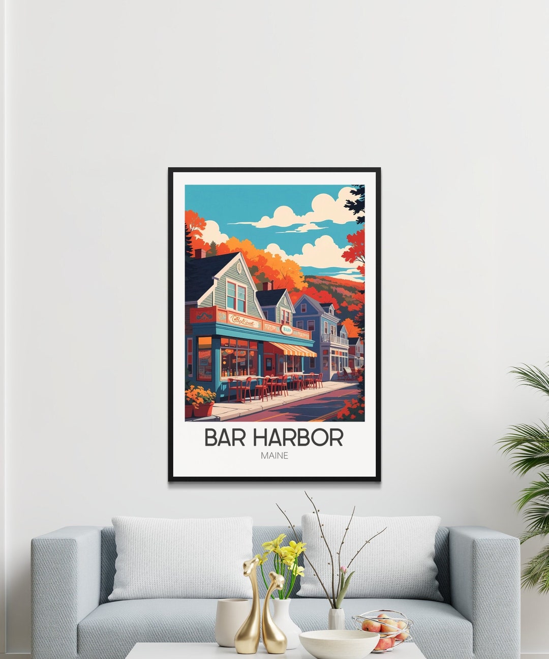 Vintage Bar Harbor Maine Travel Poster, Retro USA Town Art Print ...