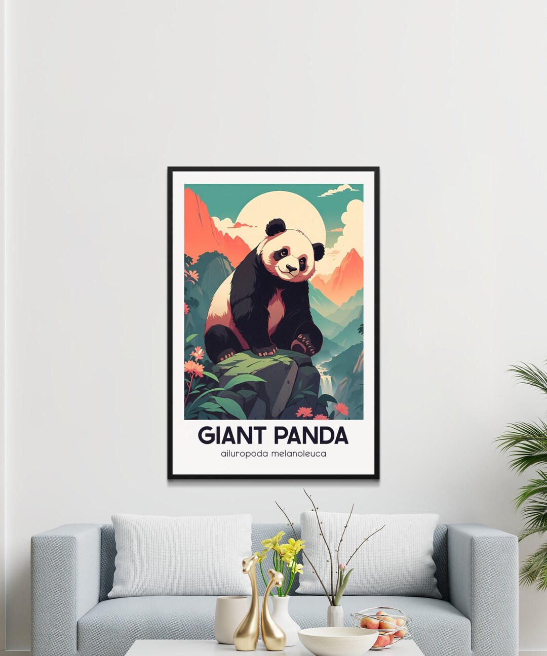 Vintage Giant Panda Poster, Endangered Species Wall Art, Retro Style ...