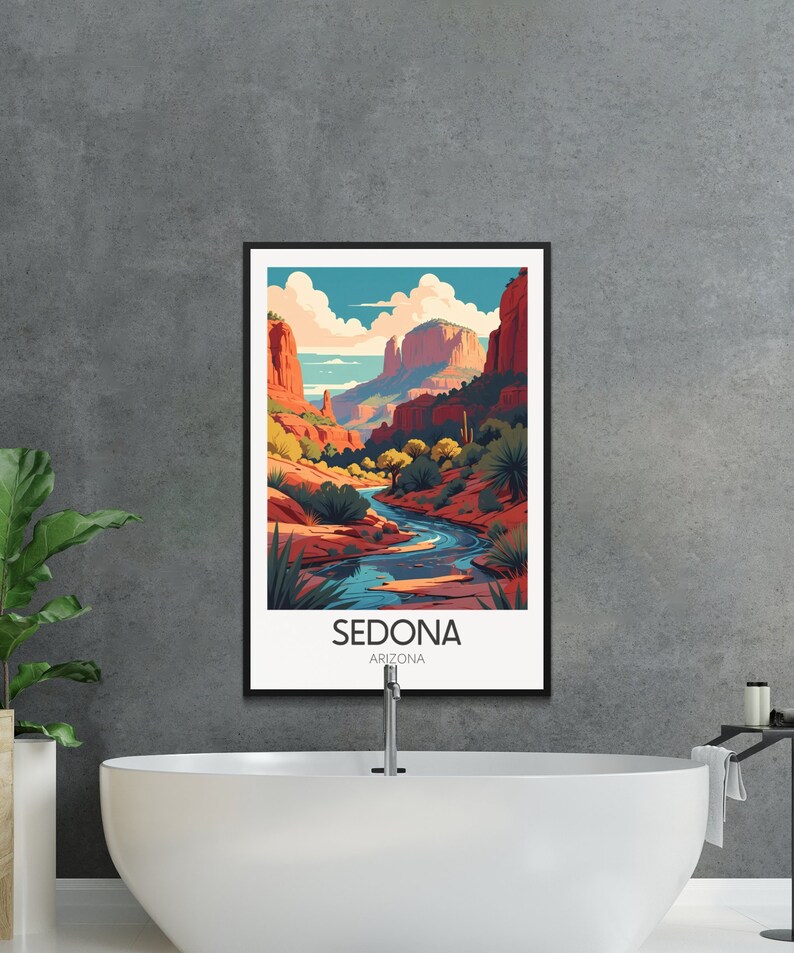 Vintage Sedona Arizona Travel Poster, Retro Style Wall Art, Colorful ...