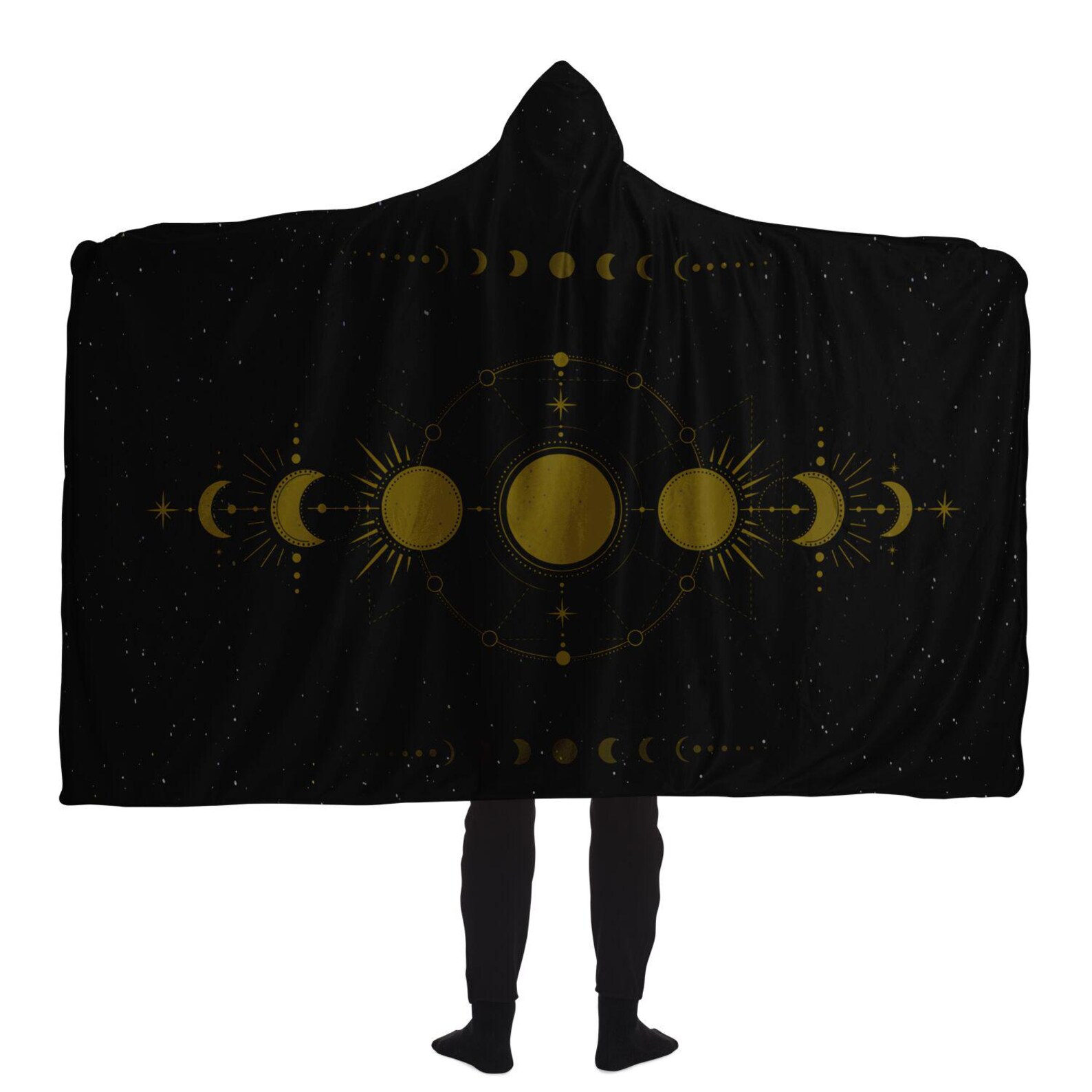 Lunar Phases Hooded Blanket Snuggly Gothic, Festival, Cosplay Cloak With Moon Phase Design - Etsy