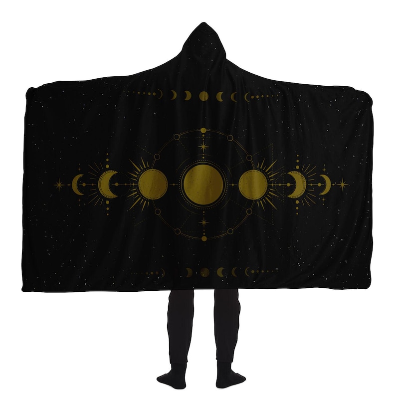Lunar Phases Hooded Blanket Snuggly Gothic, Festival, Cosplay Cloak ...