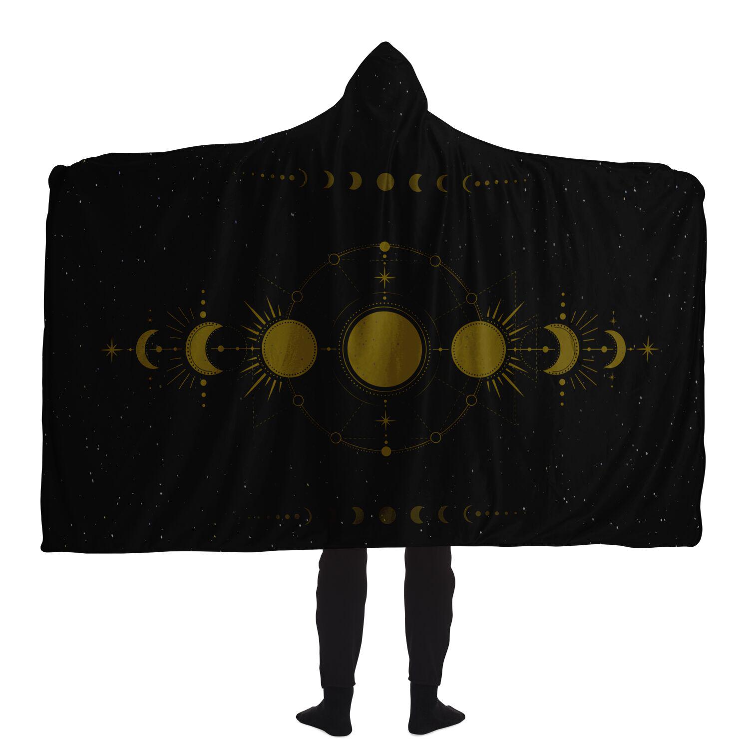 Lunar Phases Hooded Blanket Snuggly Gothic, Festival, Cosplay Cloak ...