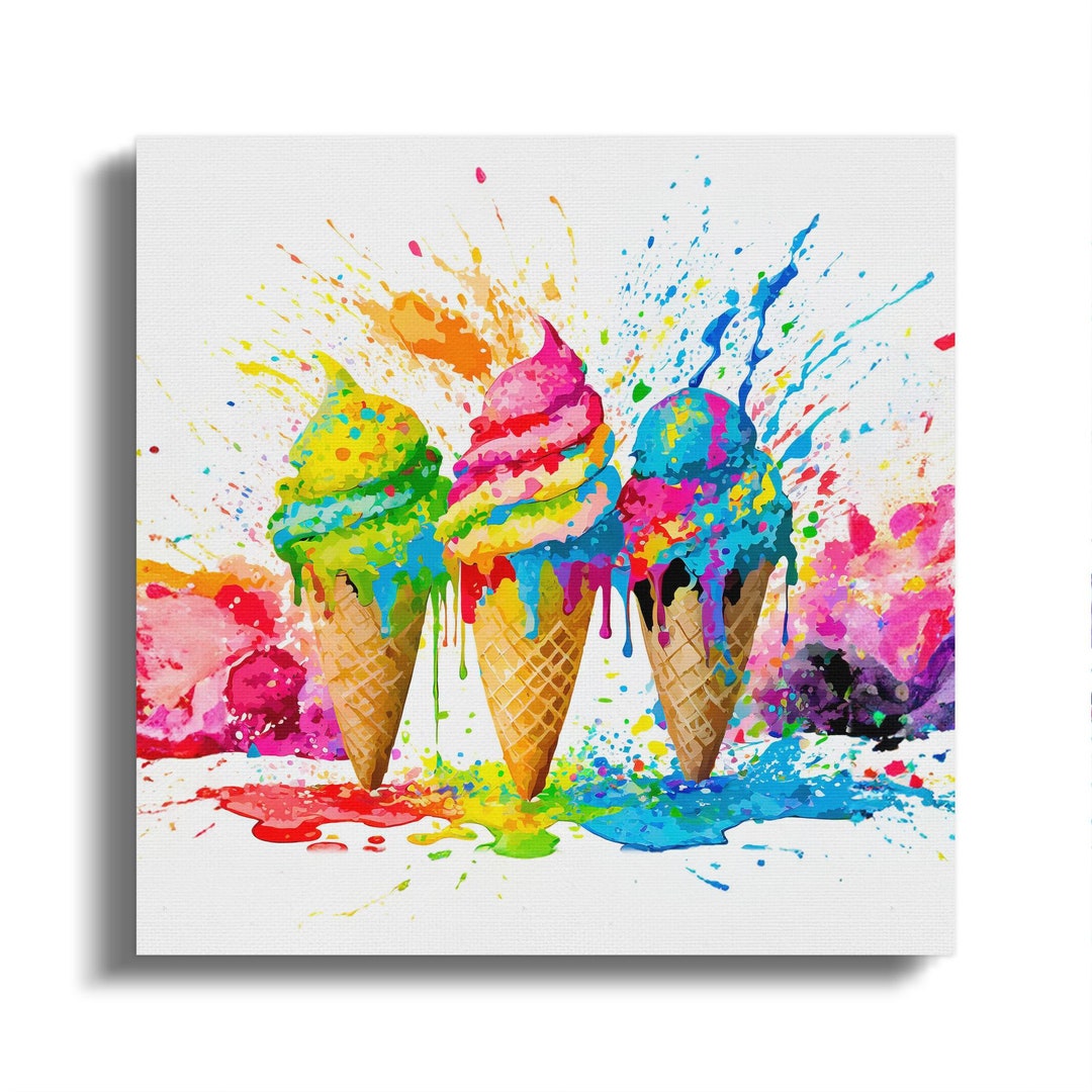 Colorful Ice Cream Wall Art, Vibrant Ice Cream Poster, Dopamine Decor ...