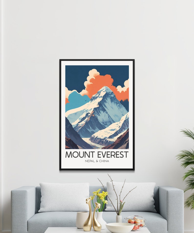 Vintage Mount Everest Wall Art Poster, Retro Nepal Print, Nostalgic ...