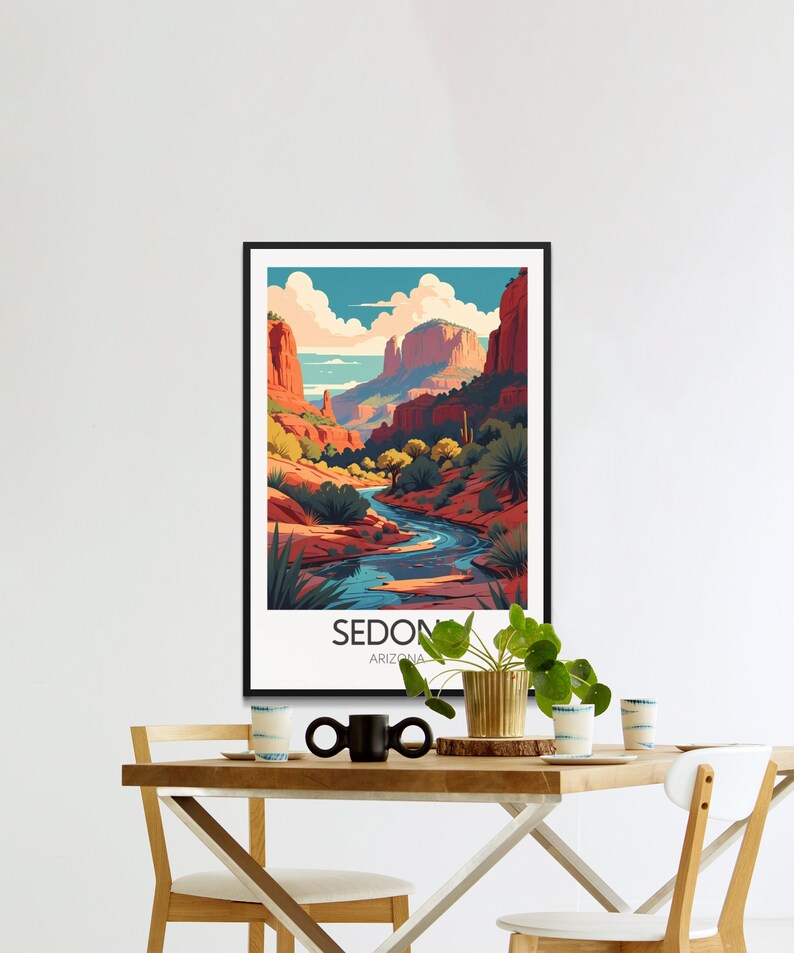 Vintage Sedona Arizona Travel Poster, Retro Style Wall Art, Colorful ...