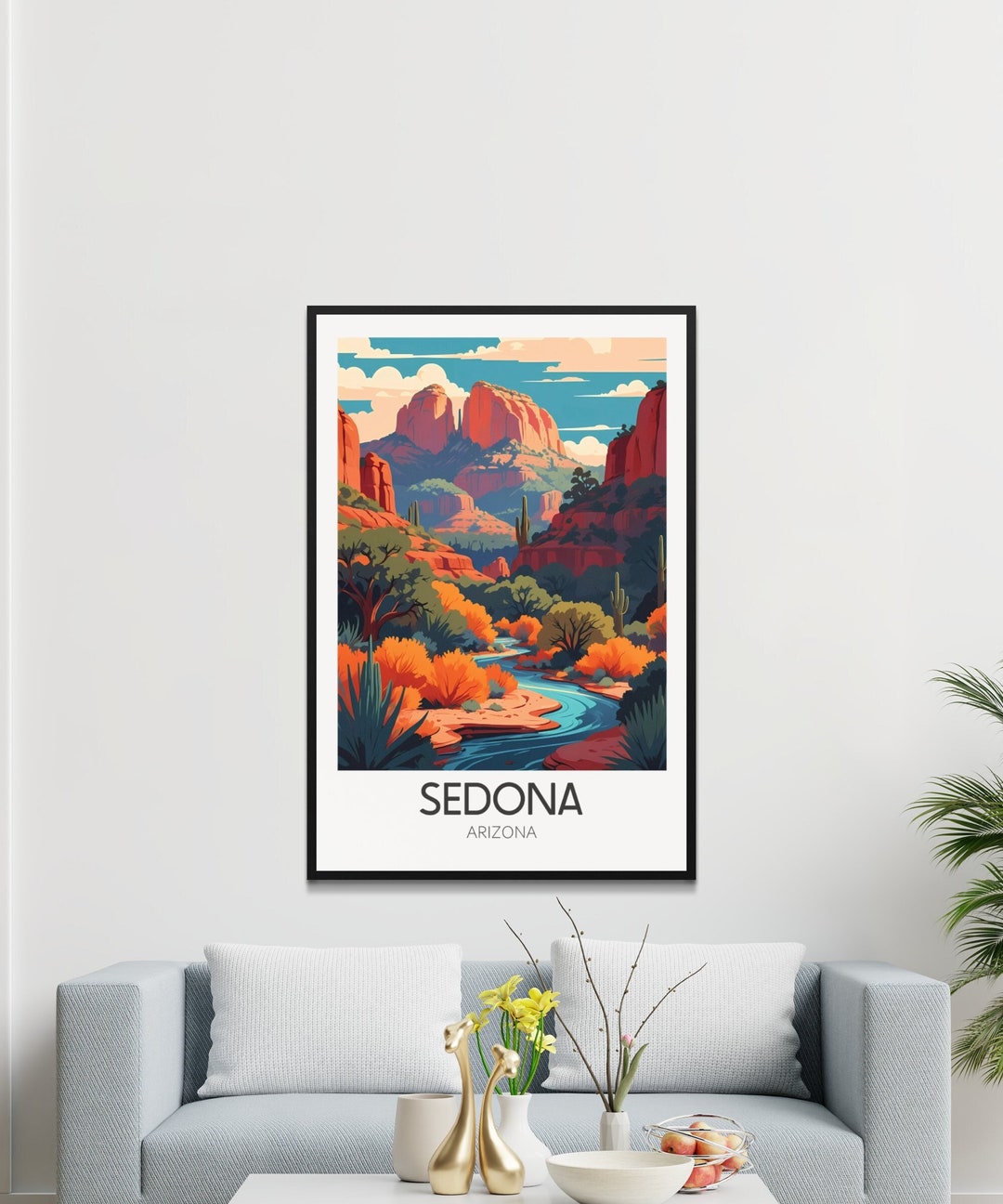 Vintage Sedona Arizona Poster, Retro Travel Wall Art, Colorful Desert ...