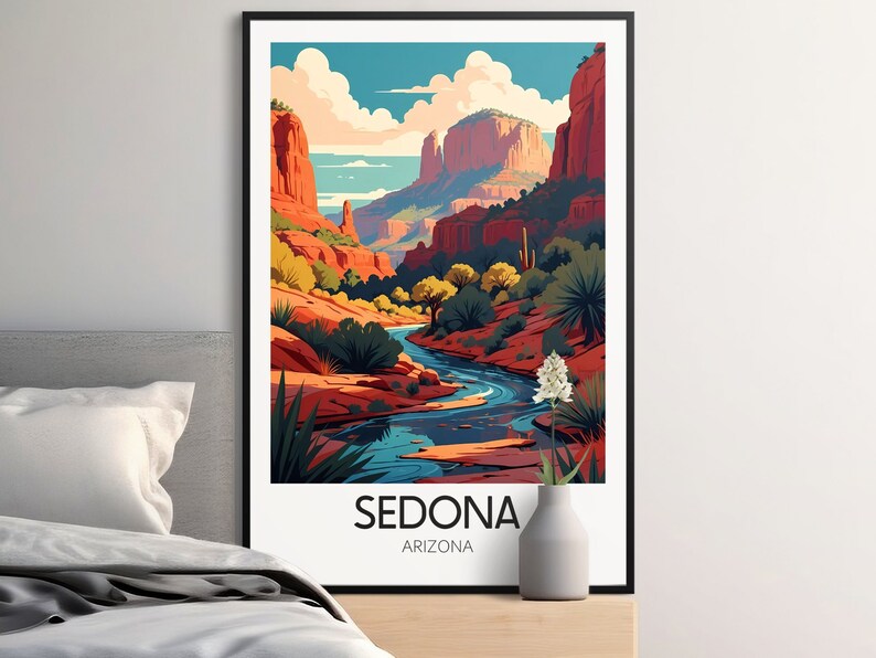 Vintage Sedona Arizona Travel Poster, Retro Style Wall Art, Colorful ...