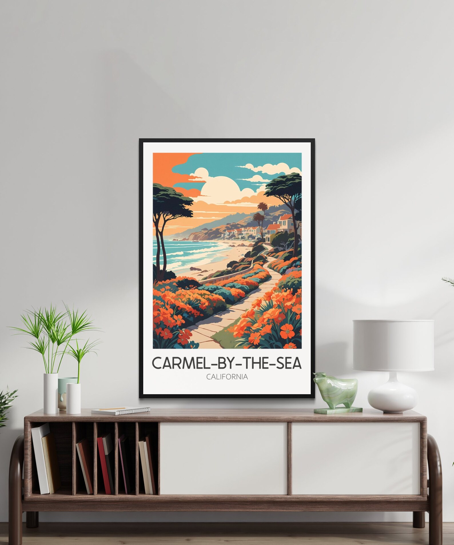 Vintage Carmel-by-the-sea California Travel Poster, Retro Style Wall ...
