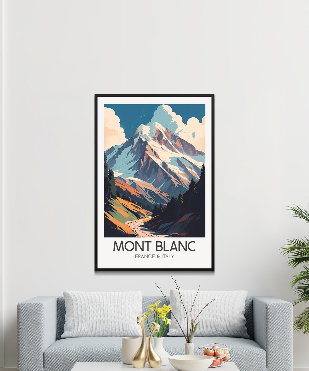 Mont Blanc Wall Art, Retro Mountains Print, Vintage Travel Poster ...