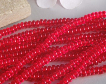 Ruby Red Glass Beads - Etsy