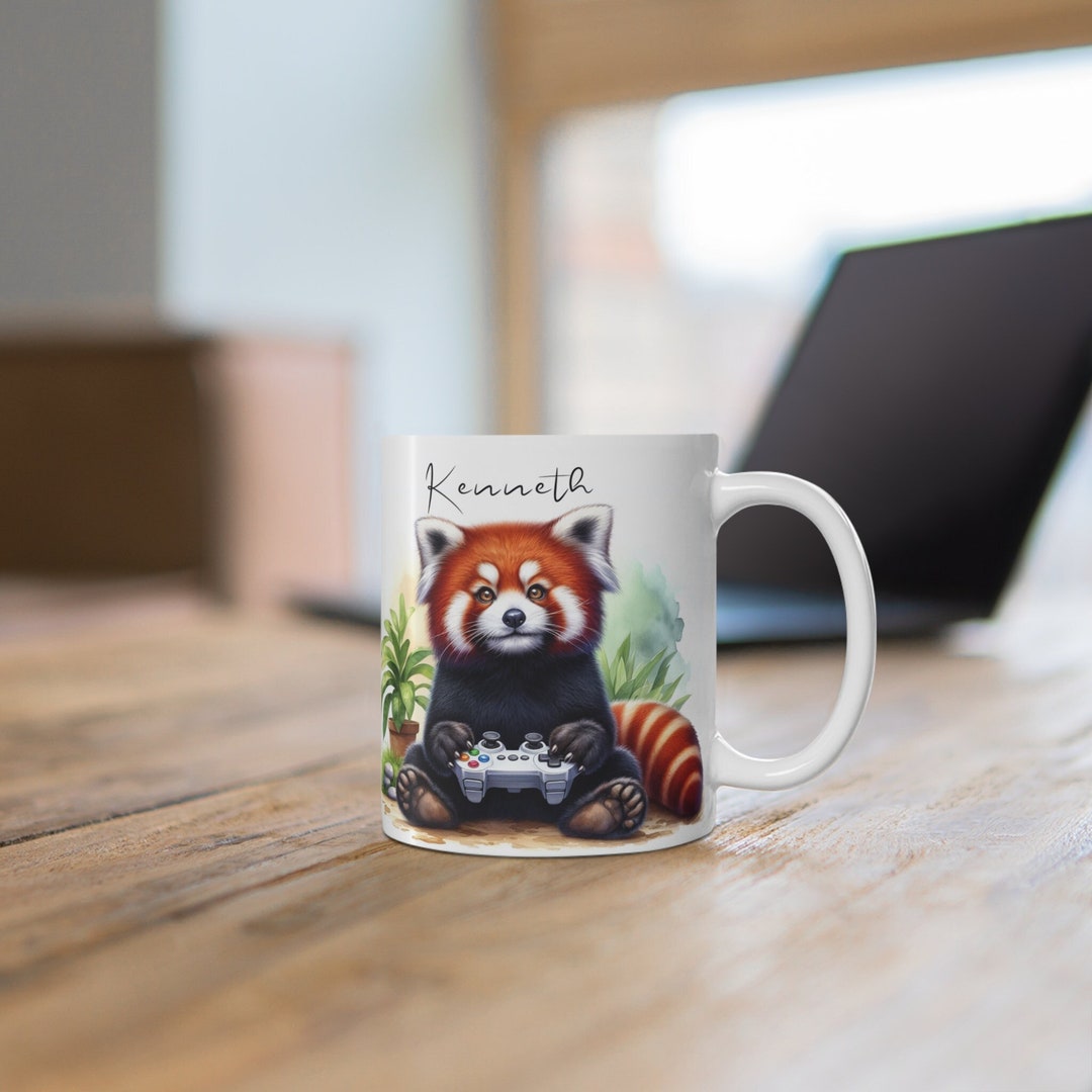 Personalized Red Panda Gaming Mug, Custom Red Panda Gamer Mug, Red ...