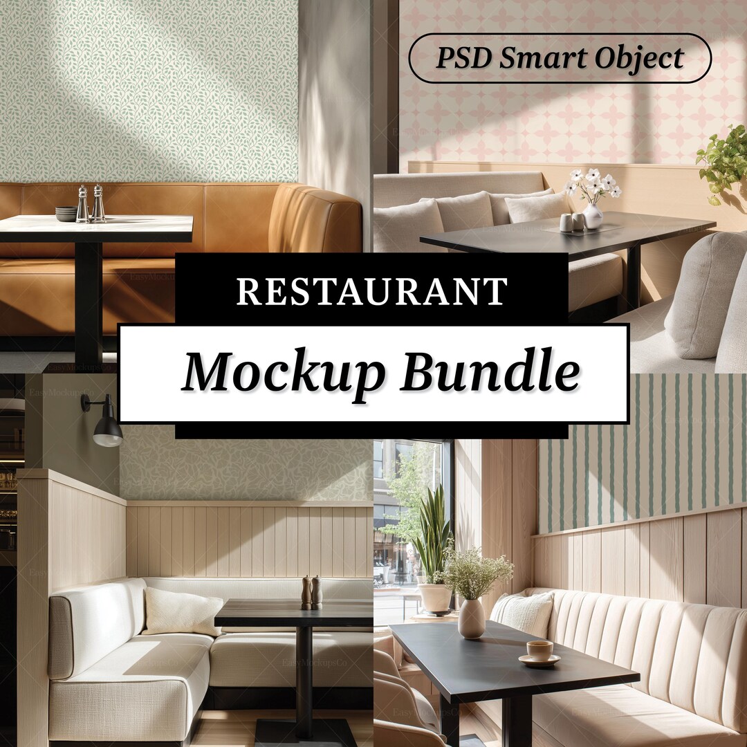 Restaurant Interior Mockup Bundle, Editable Cafe Scenes (PSD) - Etsy