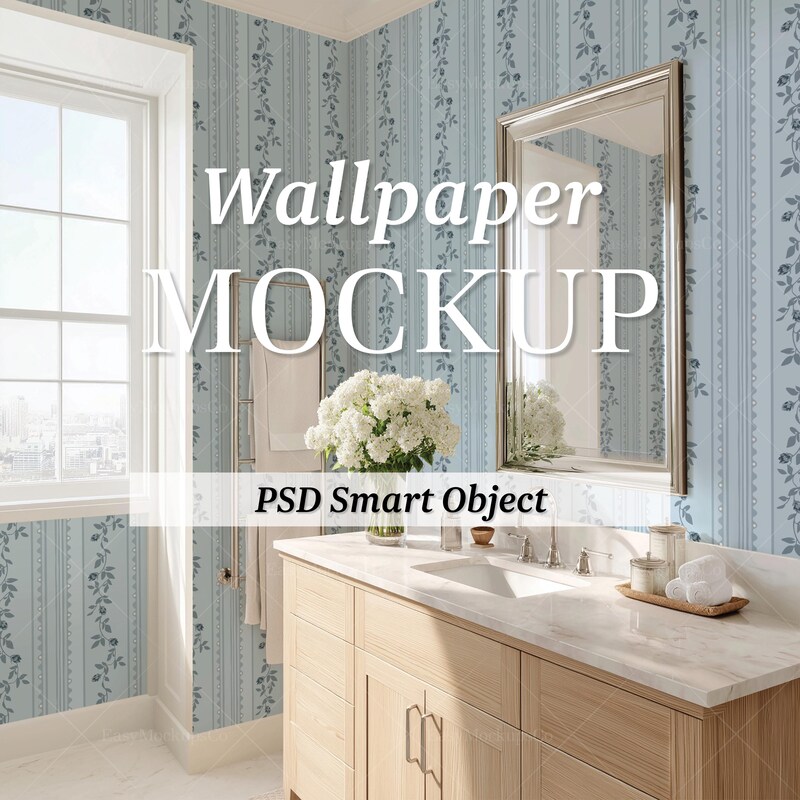 Bathroom Wallpaper Mockup - Etsy