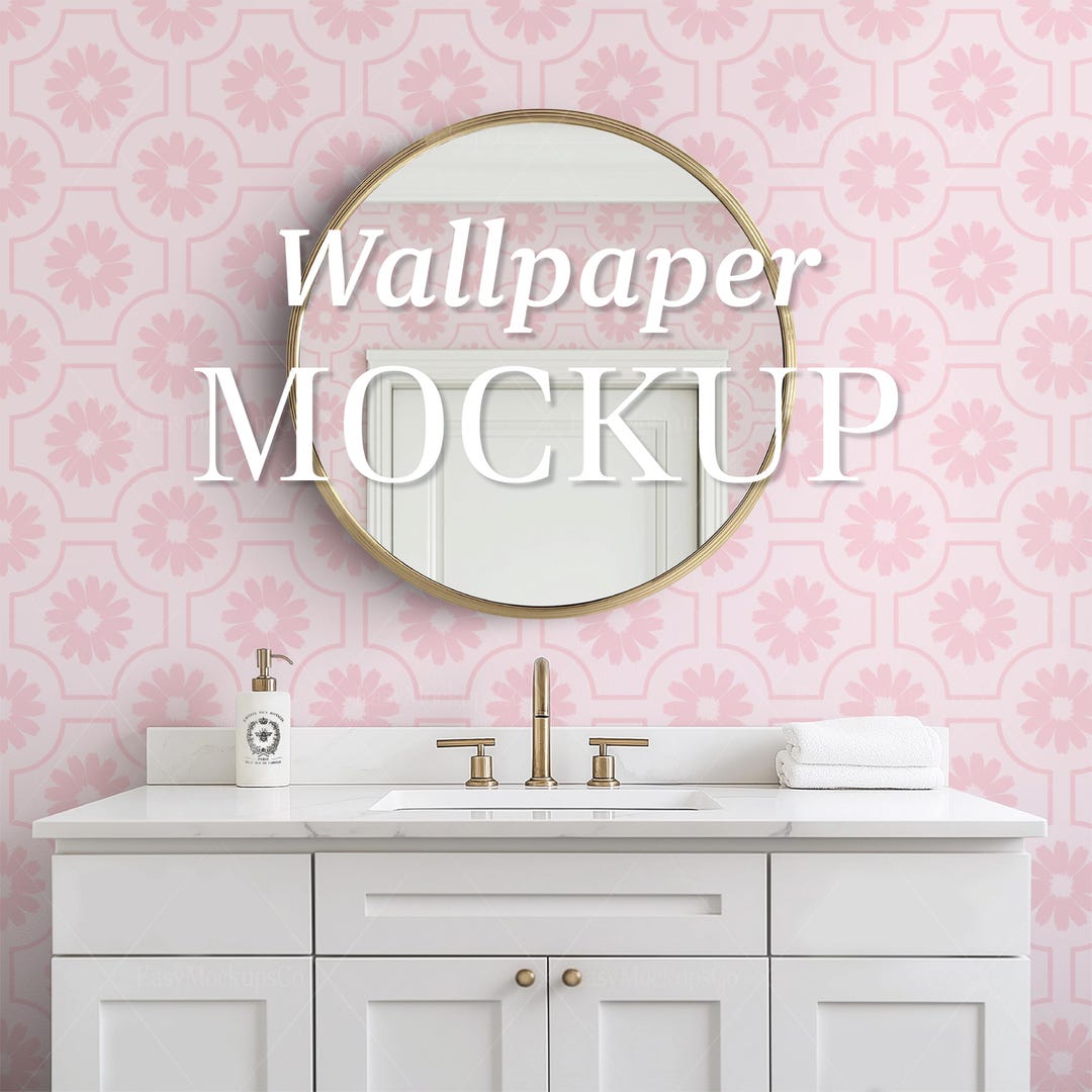 PSD Bathroom Vanity Wallpaper Mockup, Interior Mockup, Surface Design ...