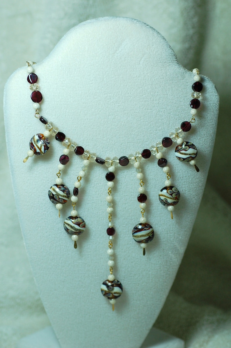 Grace Beads Garnet and Glass Necklace - Etsy