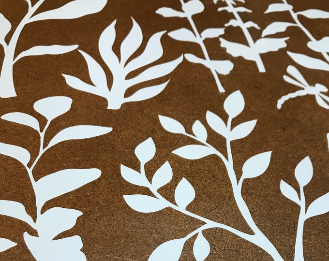 Original Set of Mylar Masks and Stencils Plants Dragonfly Gel Printing ...