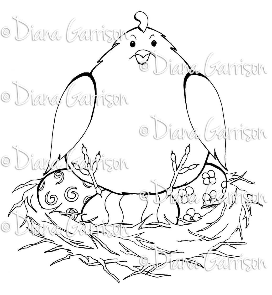 Easter Chicken Digi Digital Stamp - Etsy