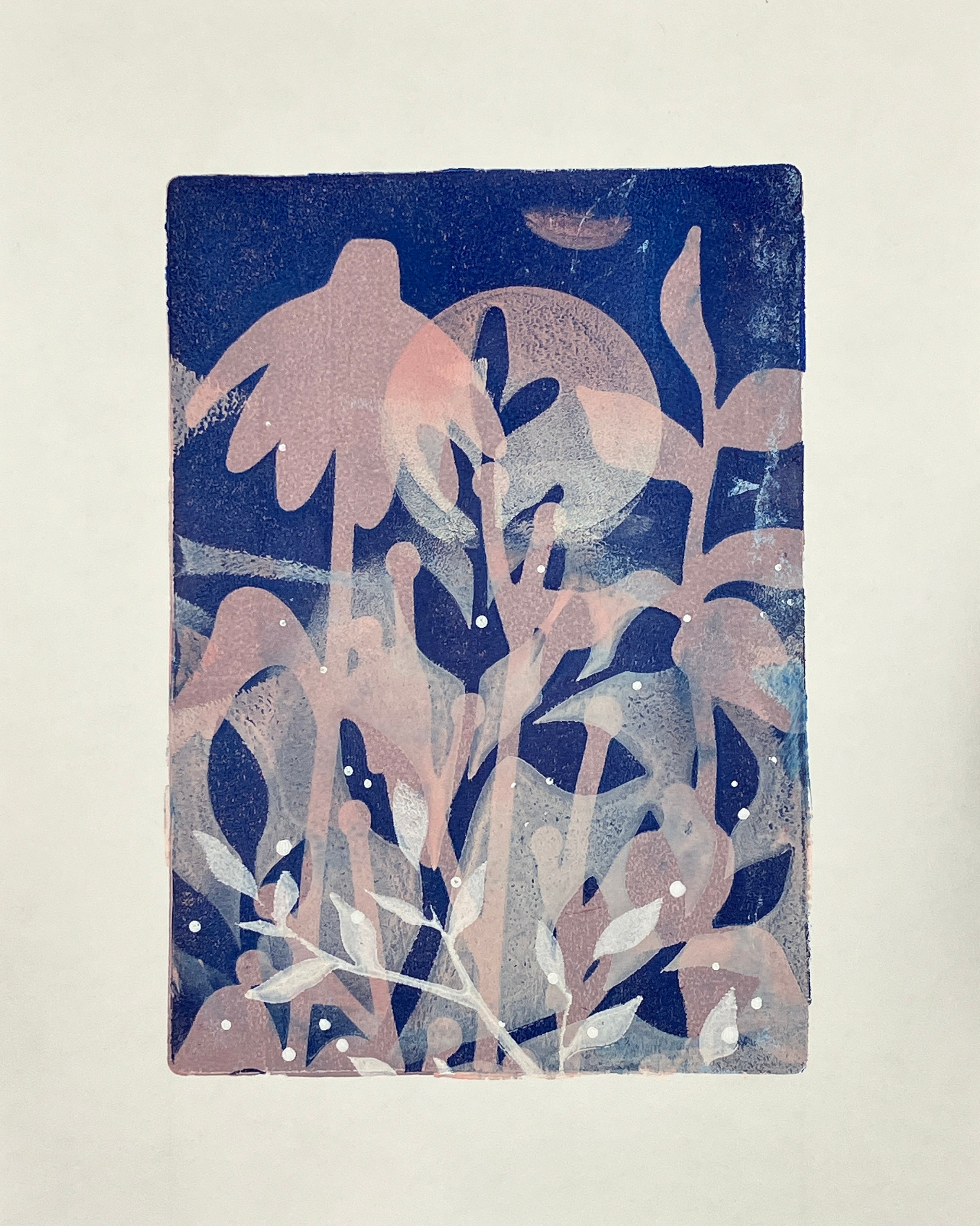 3-color Original Acrylic Monotype: Persian Red, Phthalocyanine Blue ...