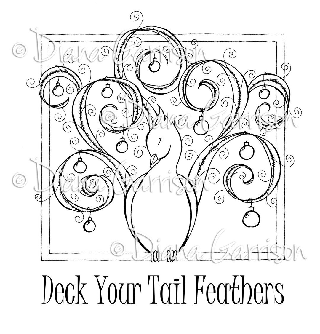 Christmas Bird Digi Digital Stamp - Etsy