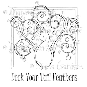 Christmas Bird Digi Digital Stamp - Etsy