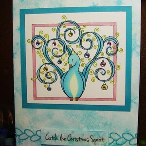 Christmas Bird Digi Digital Stamp - Etsy