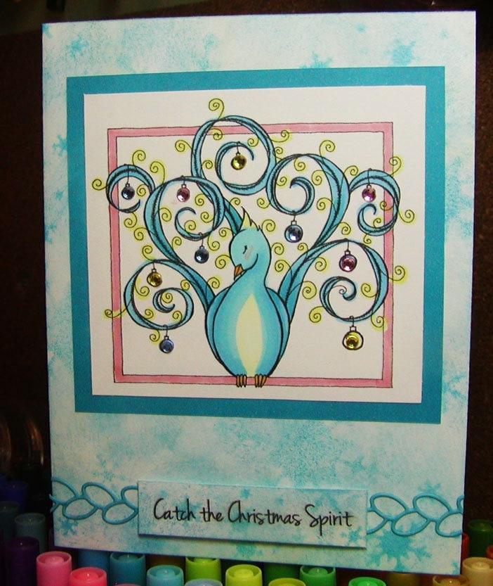 Christmas Bird Digi Digital Stamp - Etsy