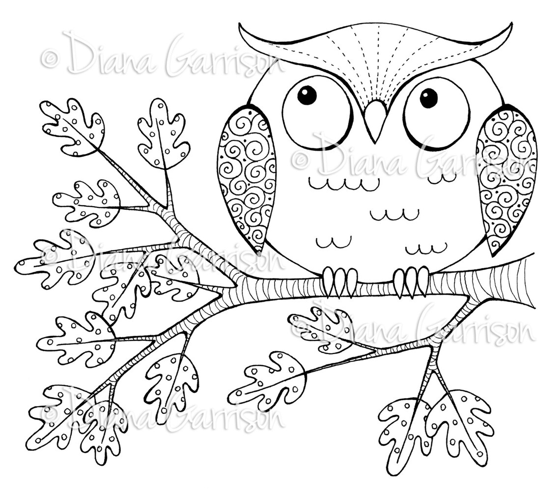 Whimsical Owl Digi Digital Stamp - Etsy