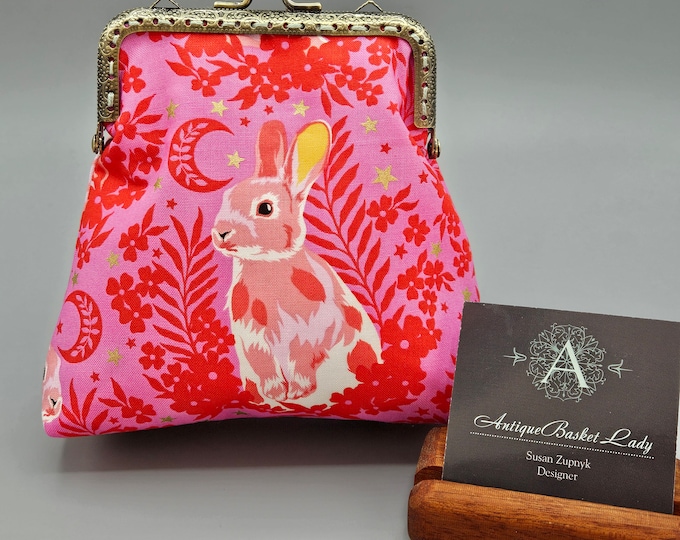 Besties Hop to It Tula Pink Medium Kiss Lock Snap Coin Purse, Rabbit ...