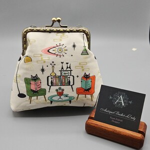 Midcentury Modern Cat Kiss Lock Snap Purse, Retro Cat Snap Clutch Purse ...