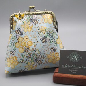 Bee Medium Kiss Lock Snap Coin Purse, Bee Snap Coin Purse, Vegan ...