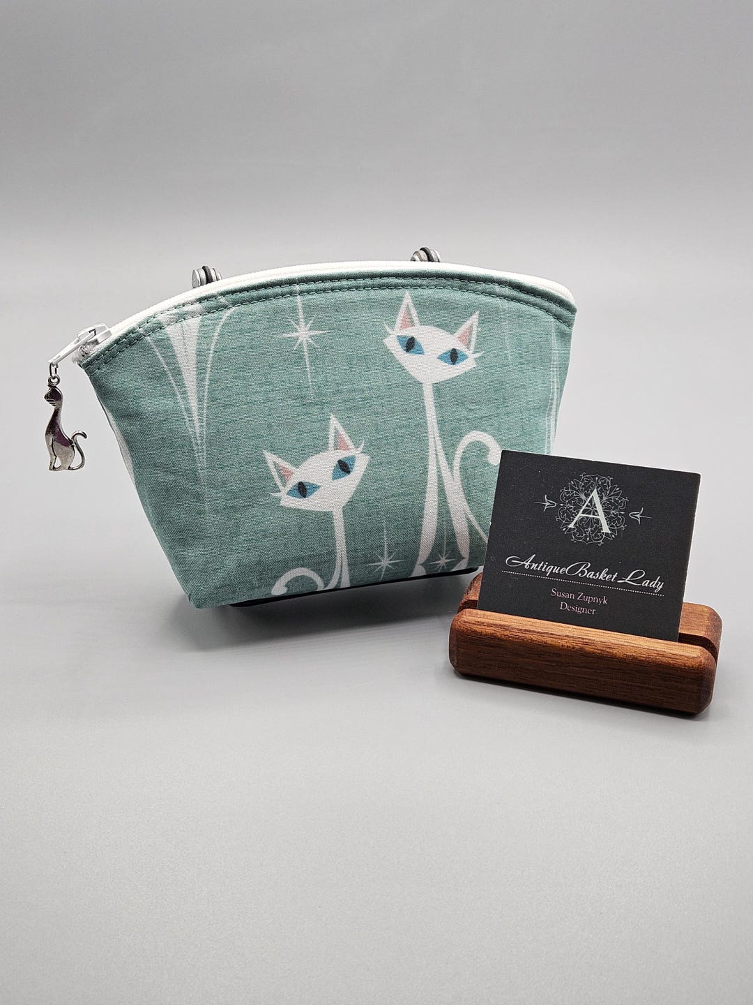 Midcentury Modern Cat Pouch Essential Oil Case Cosmetic Bag Clutch ...