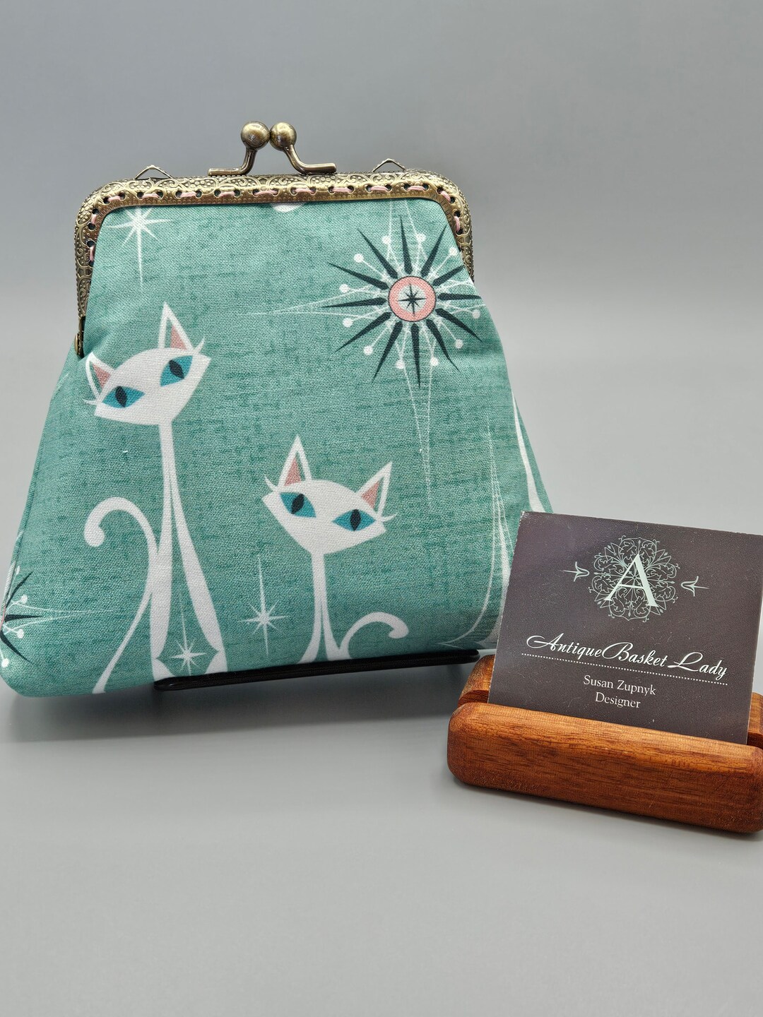 Midcentury Modern Medium Kiss Lock Snap Coin Purse, Cat Snap Coin Purse ...