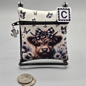 Highland Cow Coin Purse Vinyl Coin Purse Card Zip Wallet Vegan Leather ...
