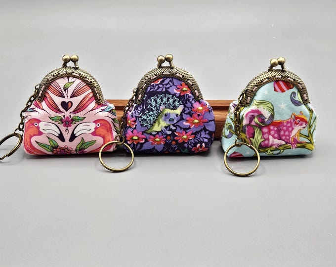 Tiny Snap Coin Purse Key Chain, Mini Kiss Lock Snap Coin Purse ...