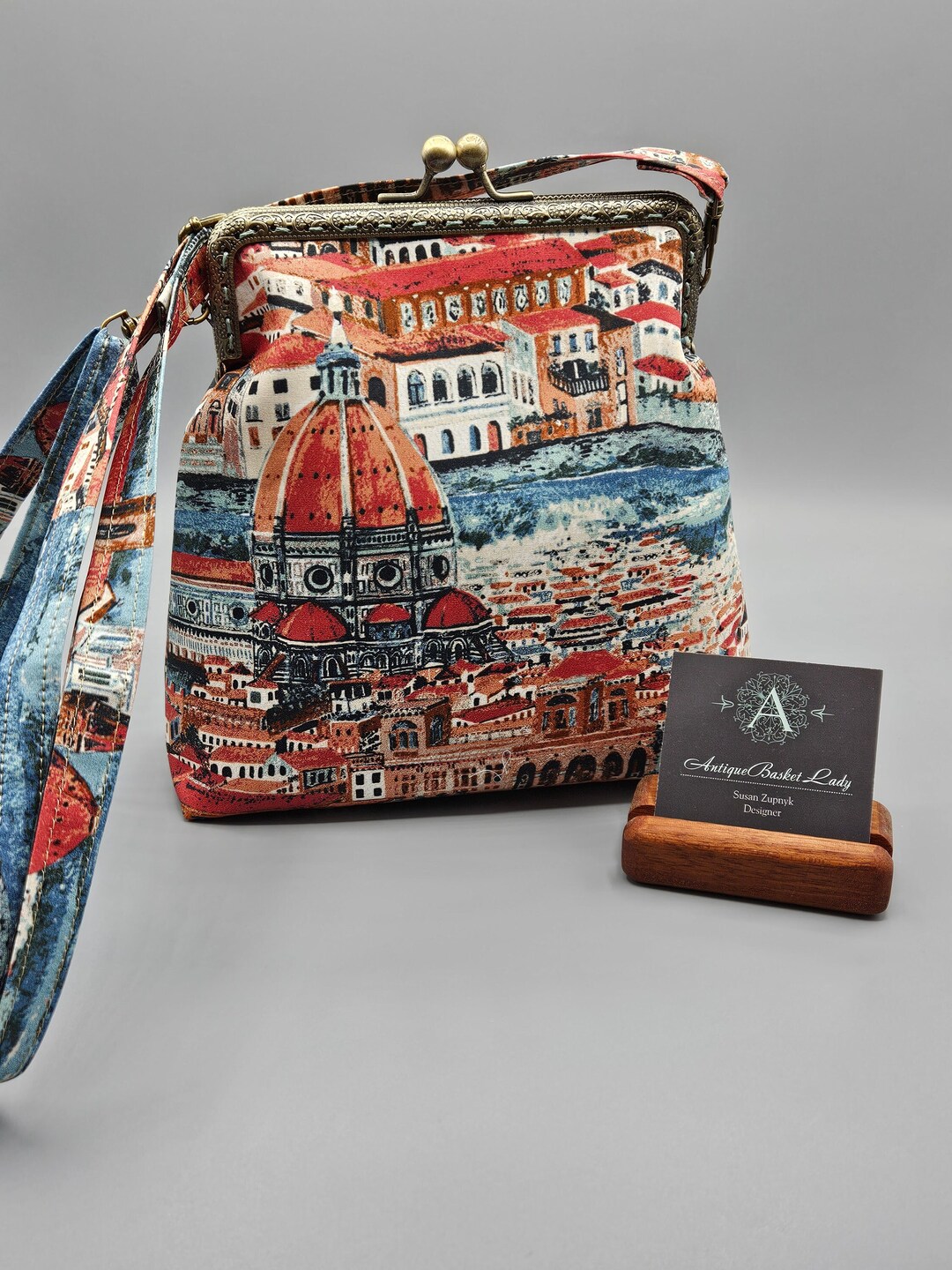 Kiss Lock Crossbody Bag, Italian Shoulder Purse, Florence Italy Over ...