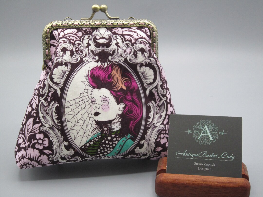 Tula Pink Nightshade Cameos Medium Kiss Lock Snap Coin Purse, Cameo ...