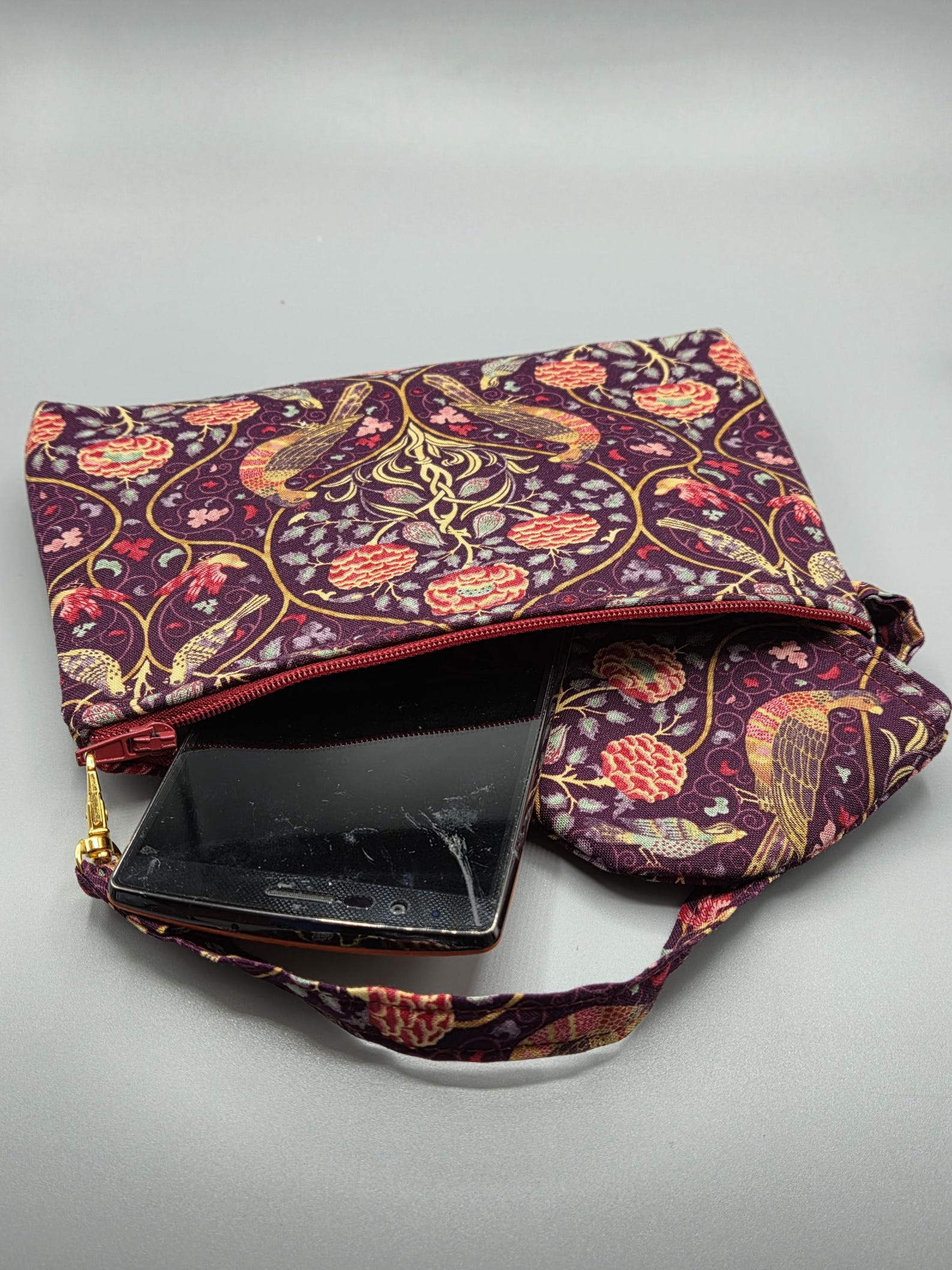 William Morris Seasons Fabric Wristlet Set, Bird Clutch With Matching ...