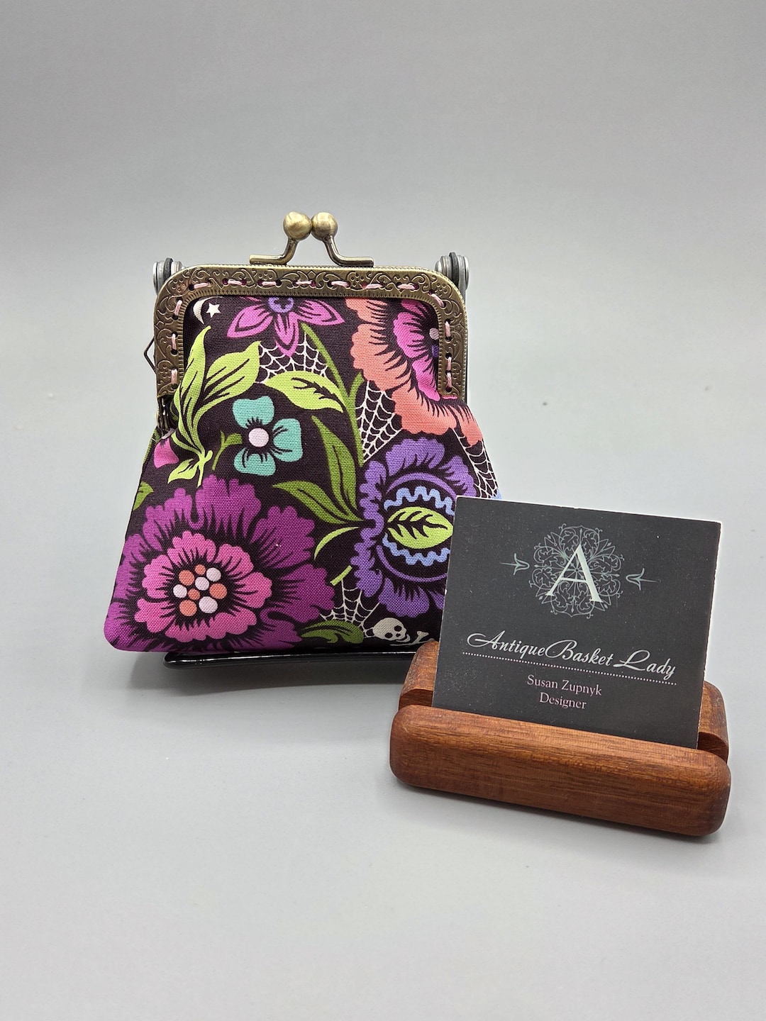 Tula Pink Nightshade Deja Vu Coin Purse, Small Goth Snap Kiss Lock ...