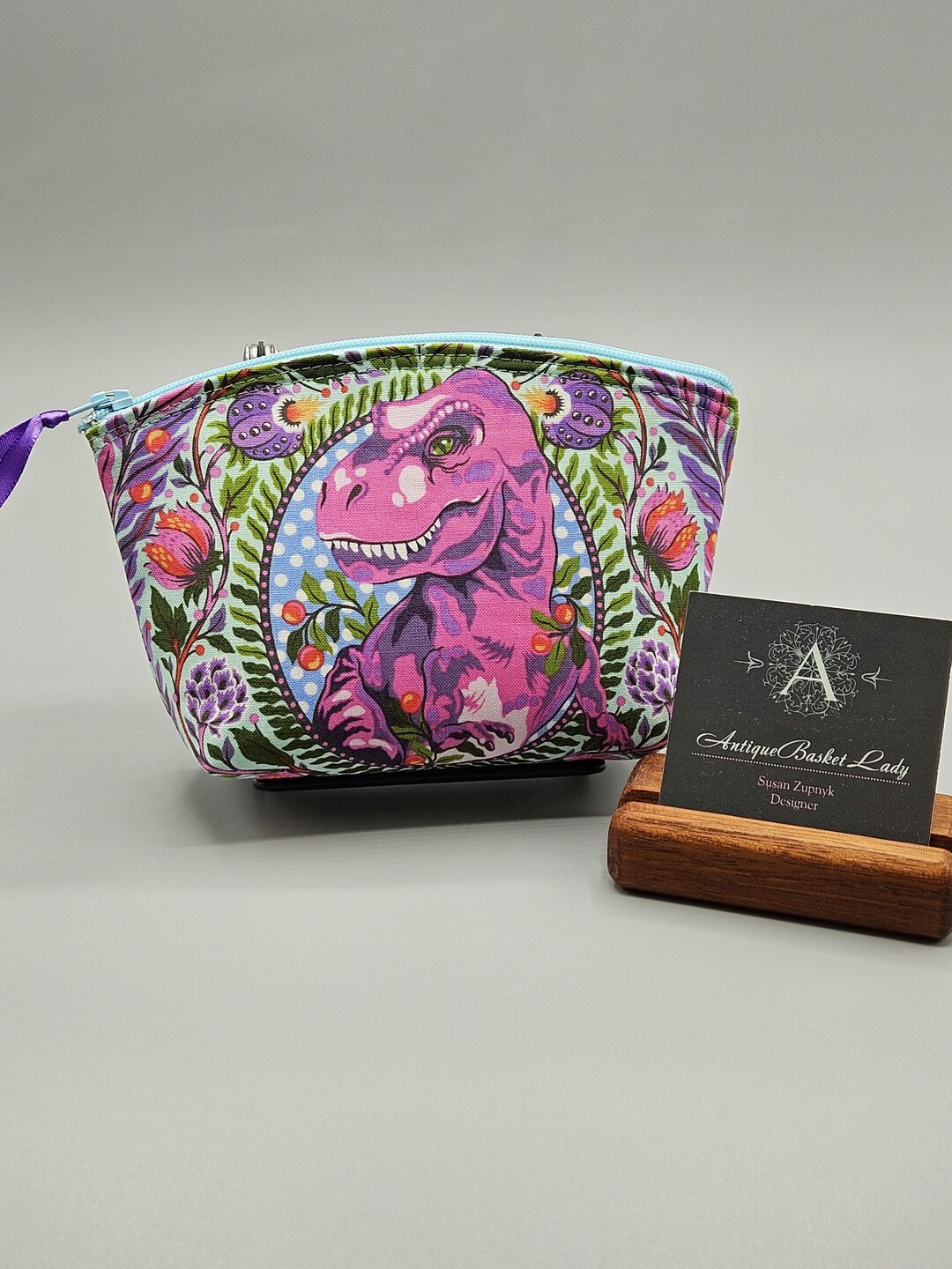 Tula Pink T Rex Clutch Bag, Small Dinosaur Clutch, Dinosaur Cosmetic ...