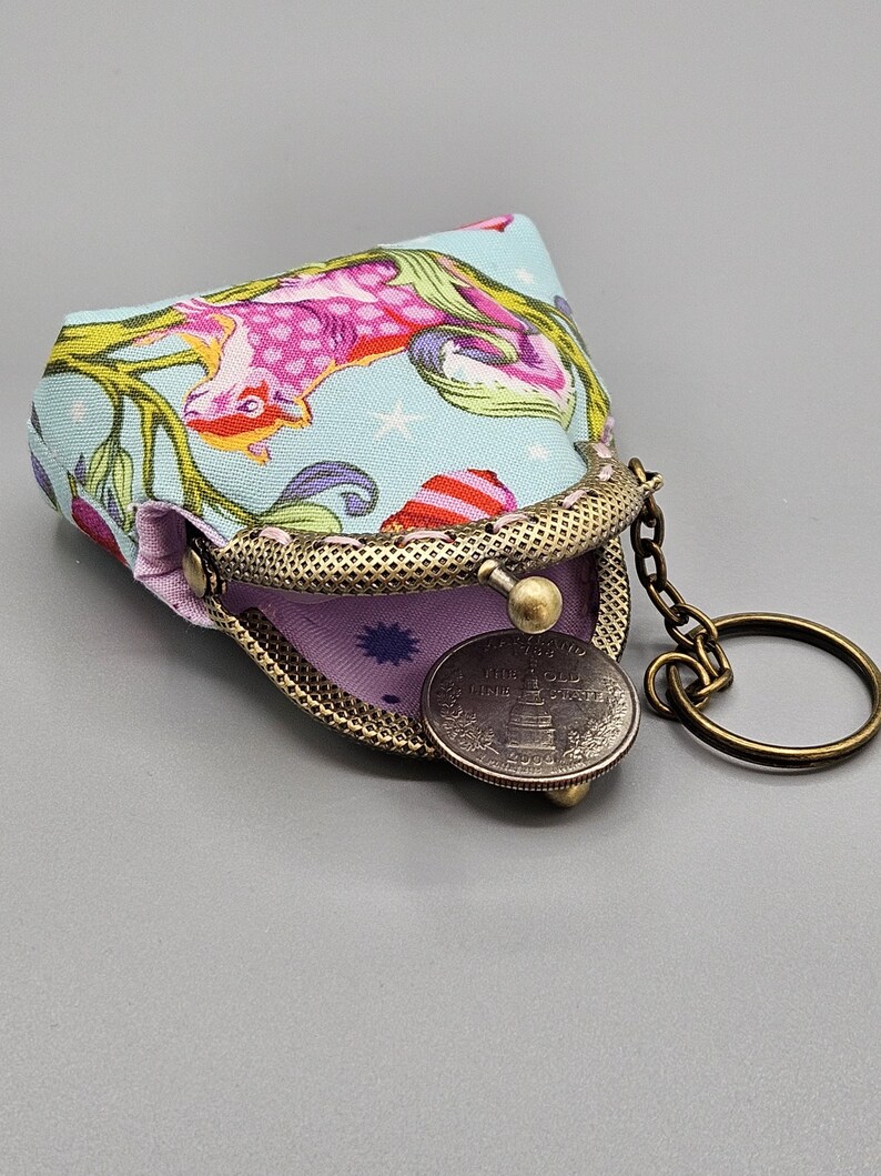 Tiny Snap Coin Purse Key Chain, Mini Kiss Lock Snap Coin Purse ...