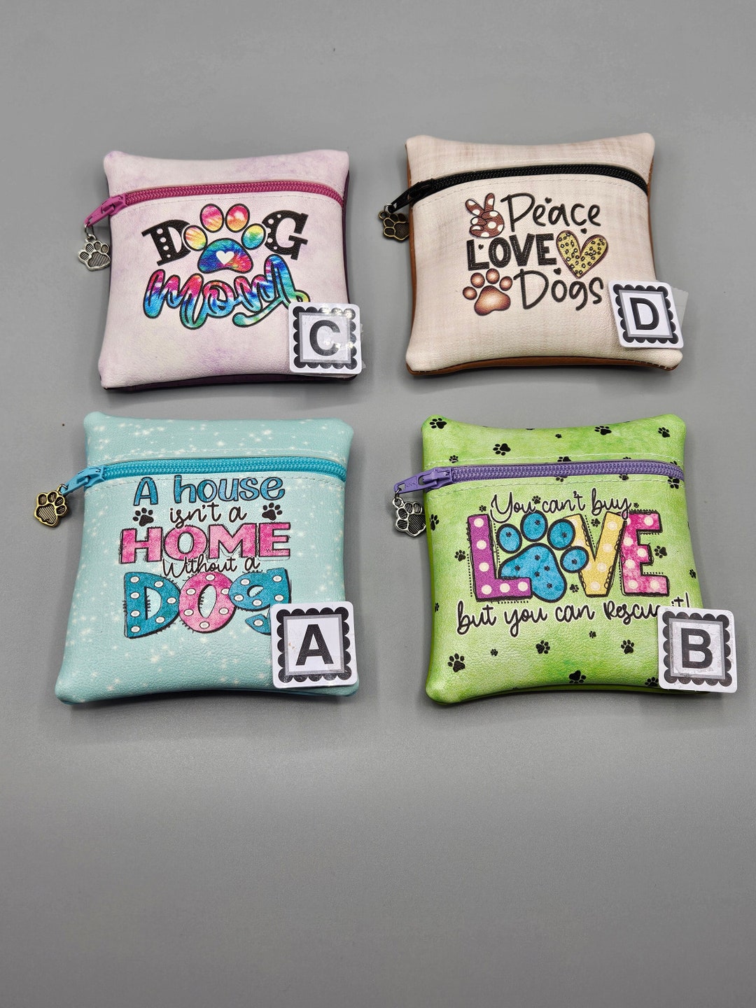 Dog Coin Purse Vinyl Coin Purse Dog Lover Card Zip Wallet Vegan Leather ...