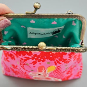 Besties Hop to It Tula Pink Medium Kiss Lock Snap Coin Purse, Rabbit ...