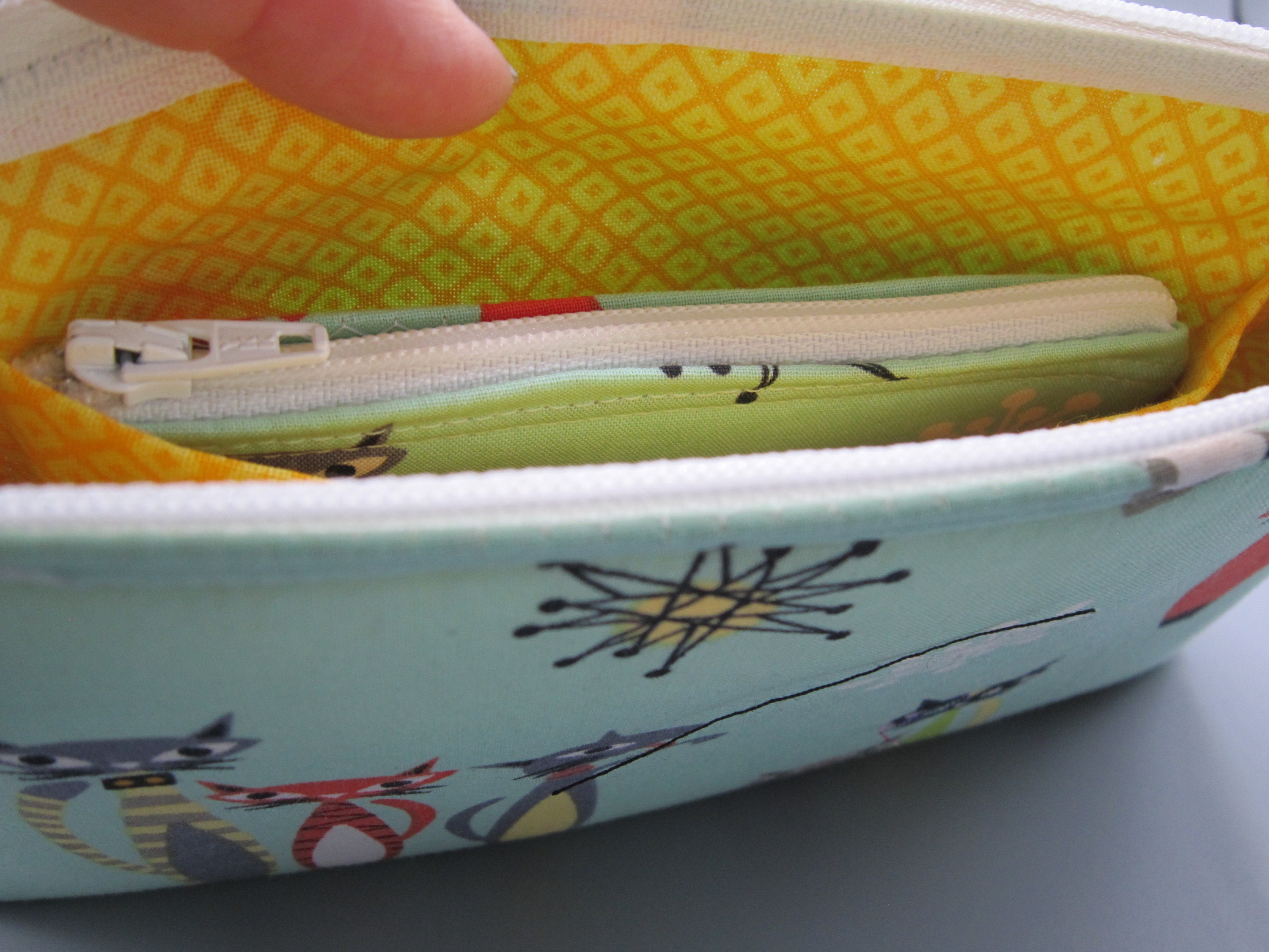 Retro Atomic Cat Pouch Set Green Cat Clutch Cat Wristlet | Etsy