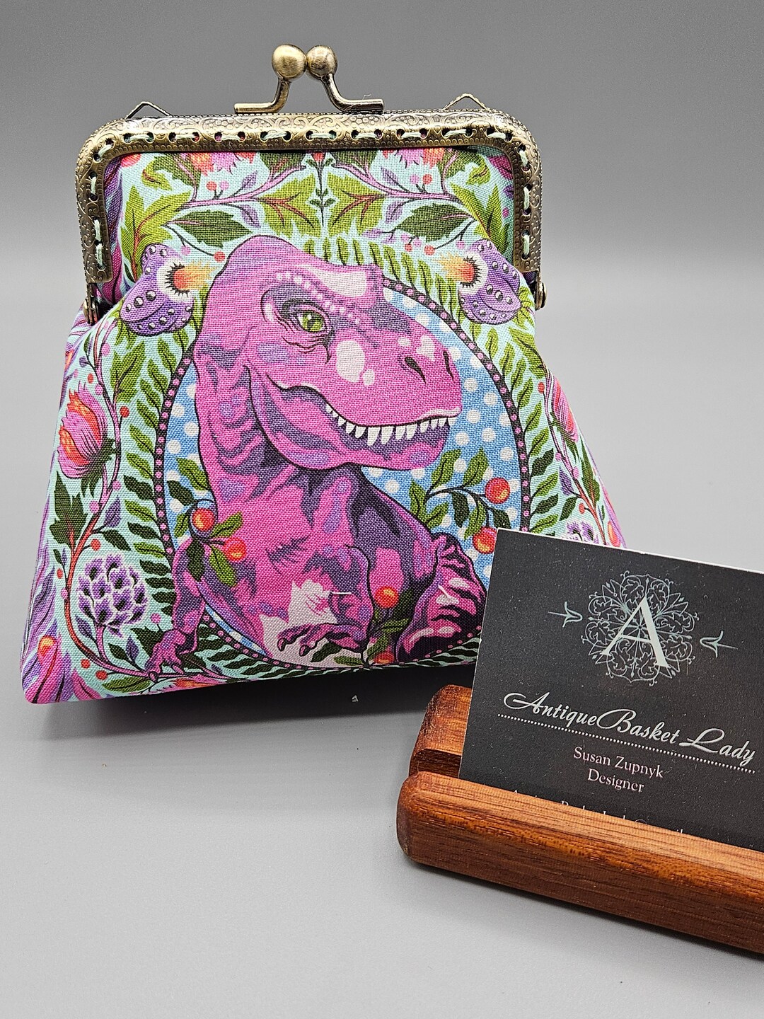 Tula Pink T Rex Medium Kiss Lock Snap Coin Purse, Dinosaur Snap Coin ...