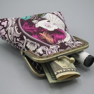 Small Tula Pink Nightshade Cameos Snap Coin Purse, Steampunk Cameo Snap ...